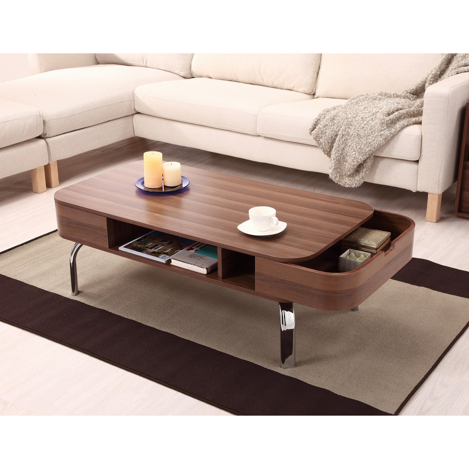 Rectangular Coffee Table With Rounded Edges Display Cabinet